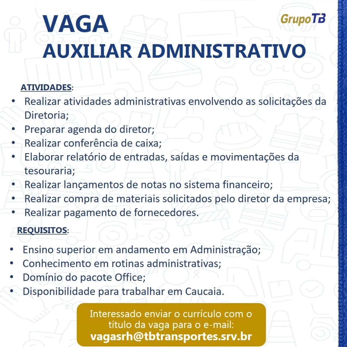 Vaga para Auxiliar Adminstrativo - Portal Vagas