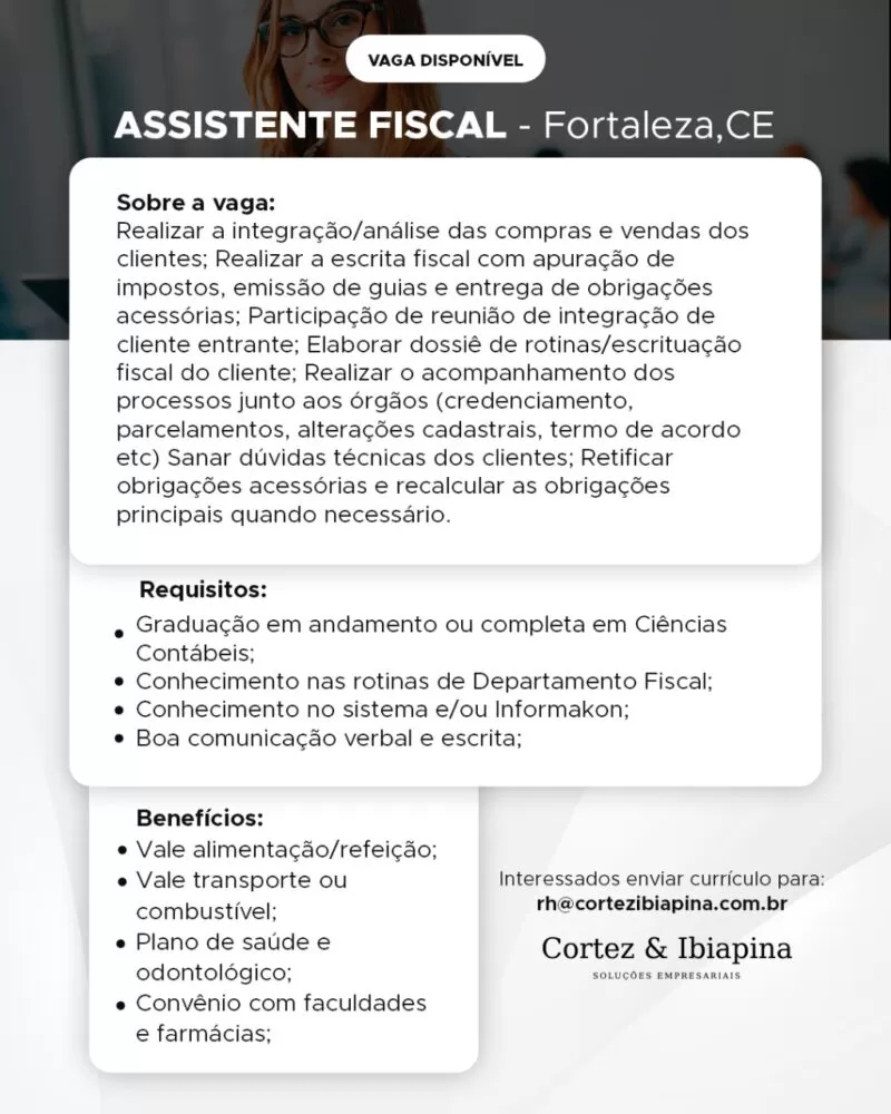 Vaga para Assistente Fiscal - Portal Vagas Vaga para Assistente Fiscal - Portal Vagas