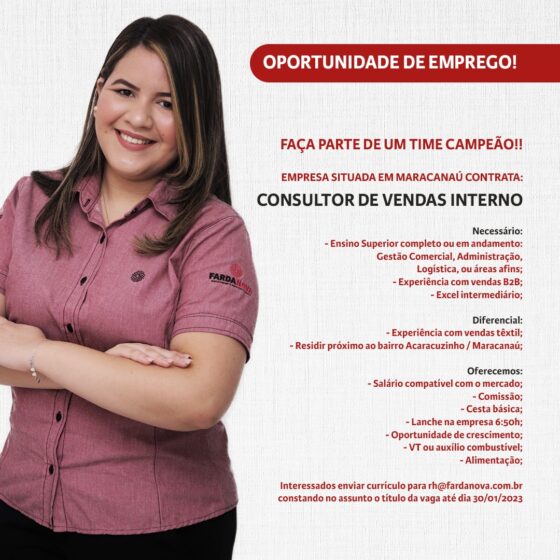 Vaga para Consultor de vendas interno - Portal Vagas